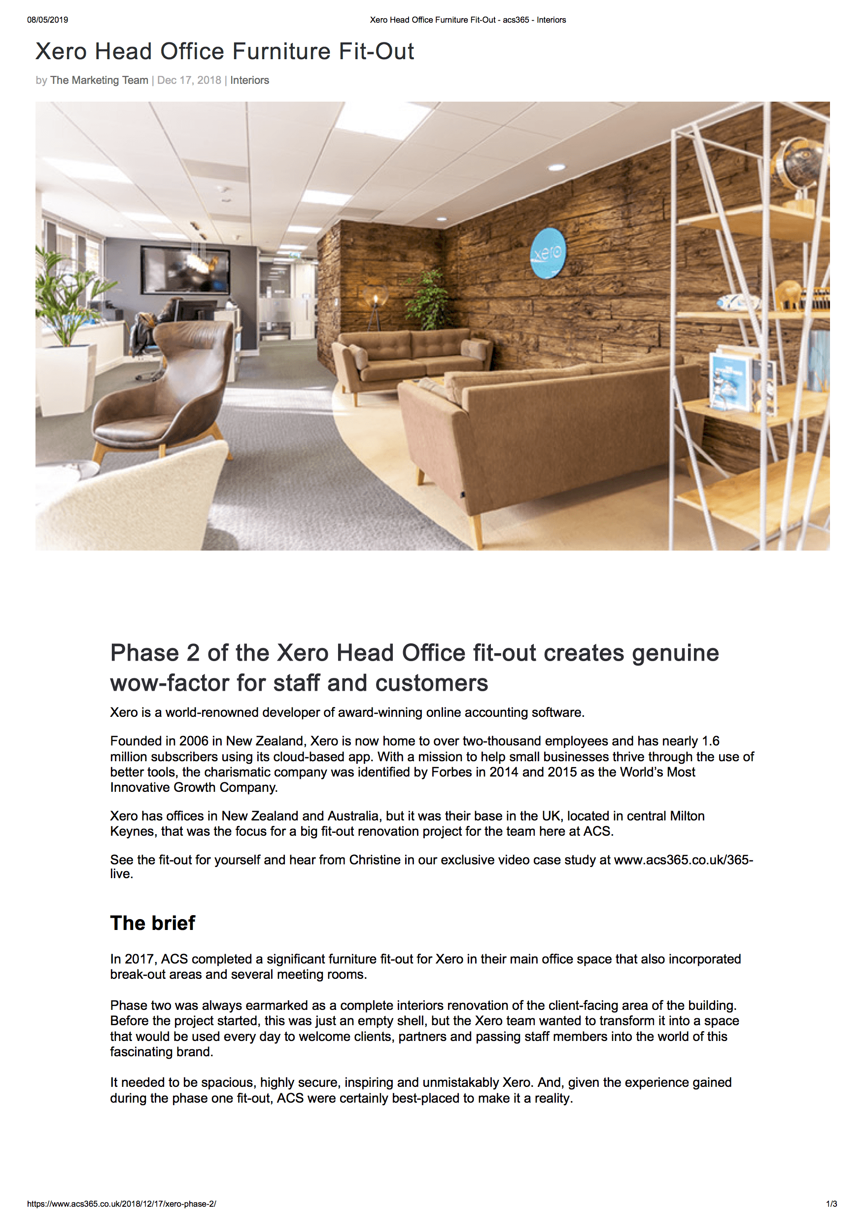 ACS Interiors – Xero Head Office Case Study – CFAS